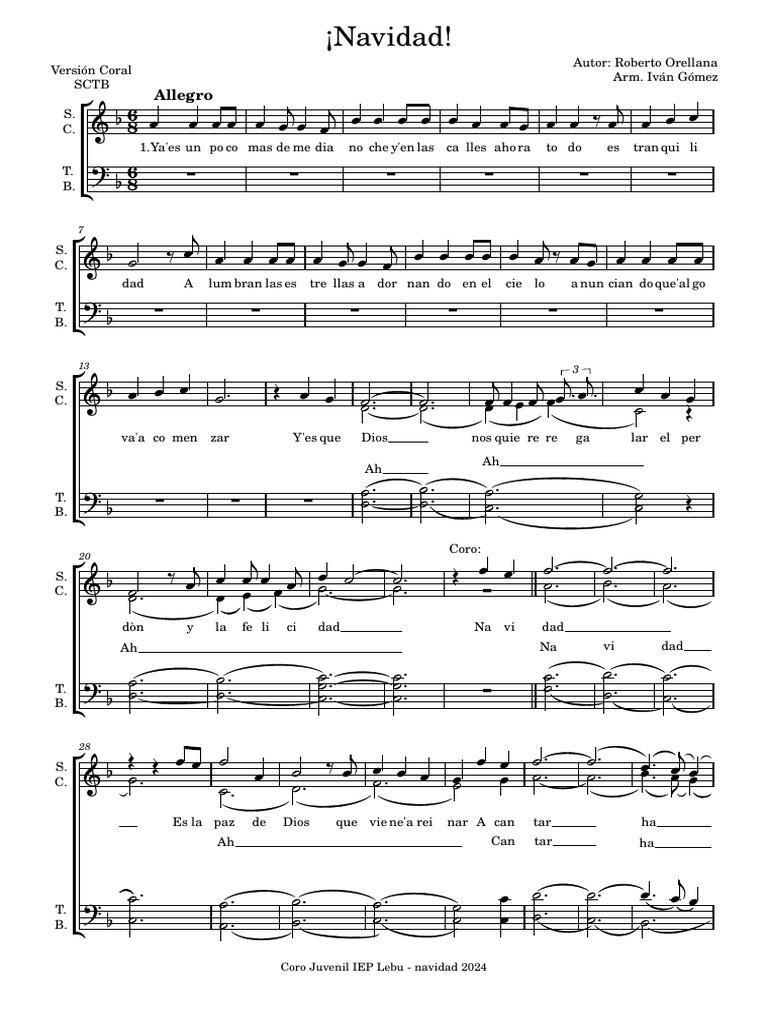 NAVIDAD - Coro Juvenil Lebu - IEGG 2024 | PDF
