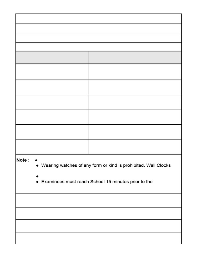 Class VI Exam Schedule 2024 | PDF