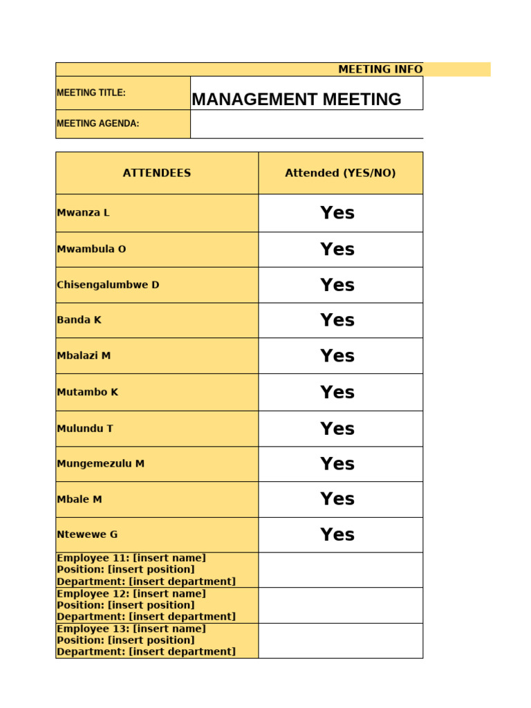Meeting Attendance Template | PDF