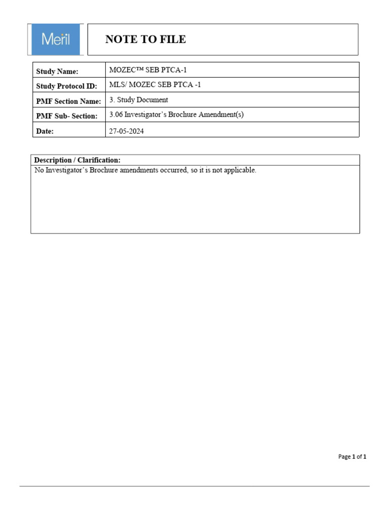 NTF - 3.06 Investigator's Brochure Amendment(s) | PDF