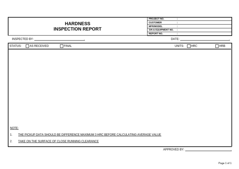 PRO-01FR-78 Rev.03 - Form of Hardness Inspection Report | PDF