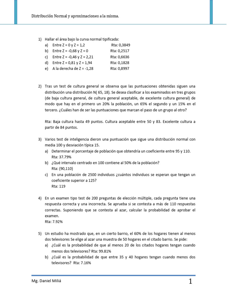 Análisis de Distribución Normal y Probabilidades | PDF | Desviación ...