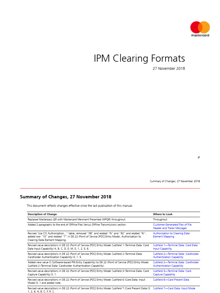 Mastercard IPM Clearing Formats Update | PDF | Invoice | Master Card
