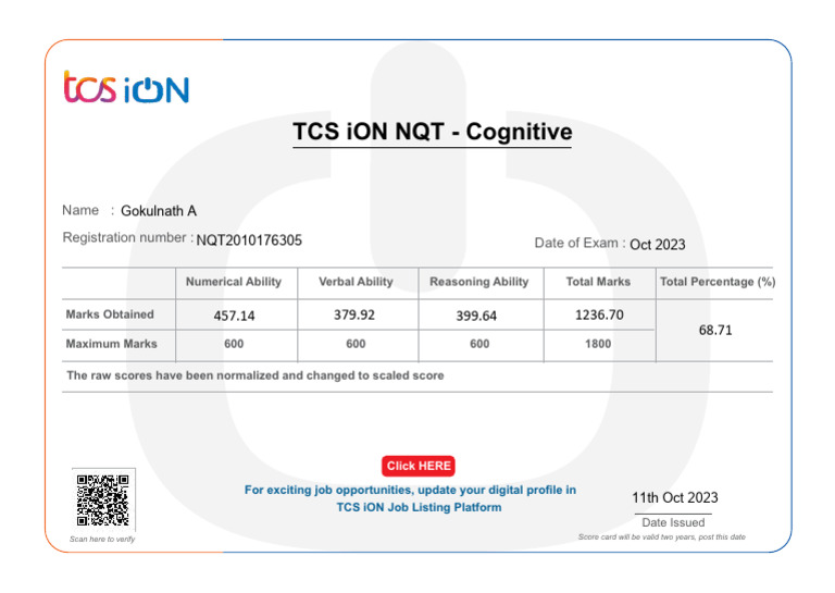 TCS iON NQT Mock Test Results | PDF