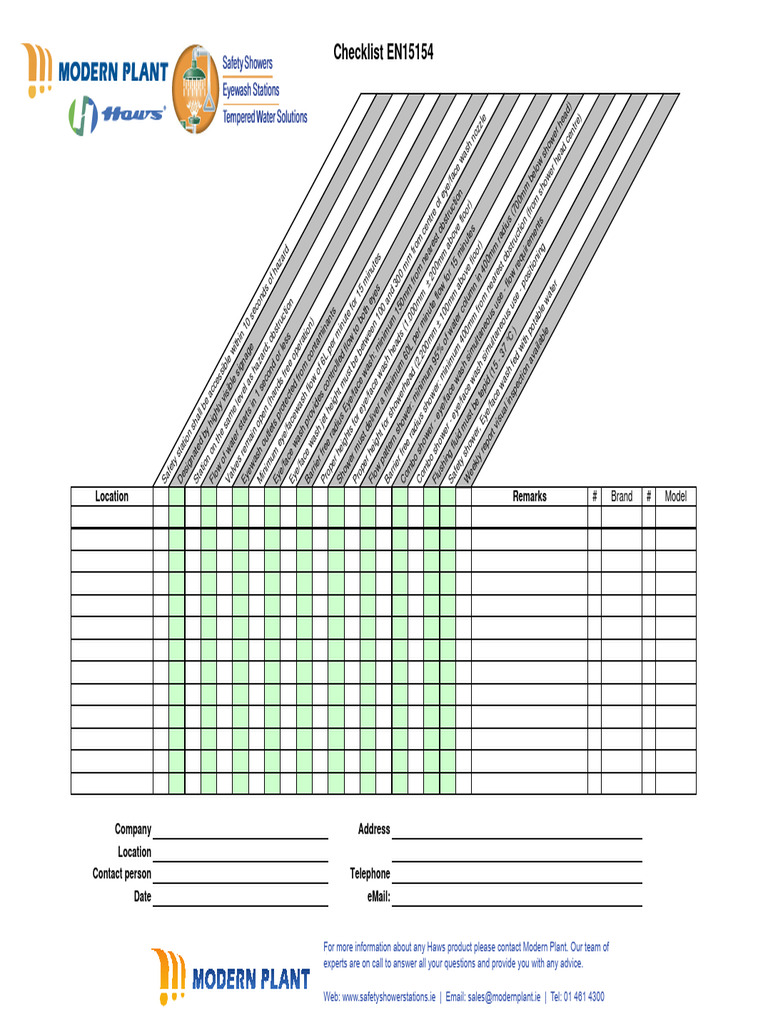 Haws Checklist EN15154 2021 | PDF
