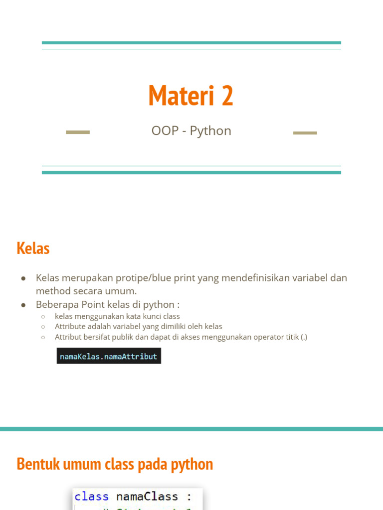 Materi 2 - Penggunaan Constructor, Method, Class Dan Instance Attribute | PDF