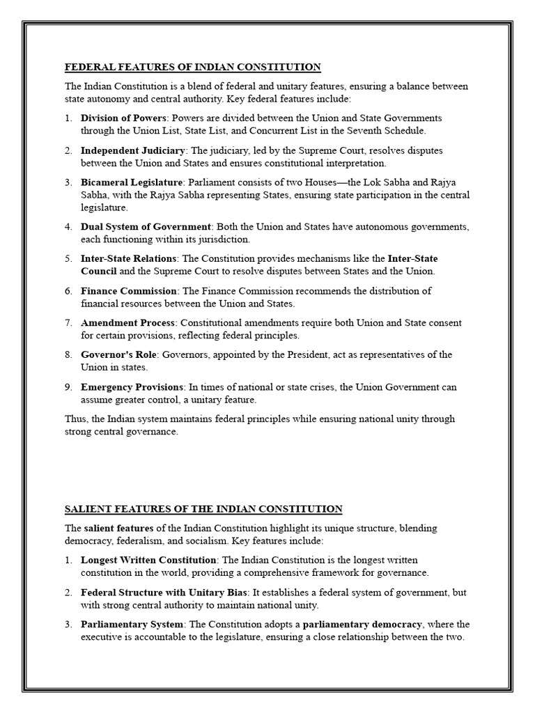 Features of Constitution | PDF | Citizenship | Constitution