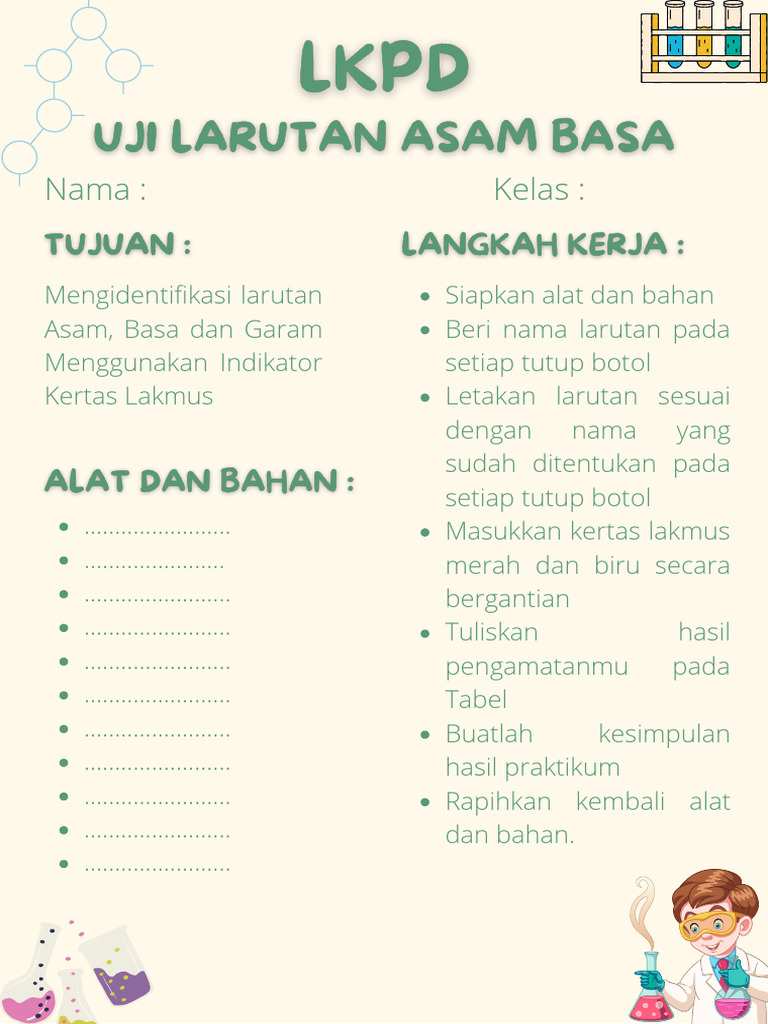 LKPD Uji Larutan Asam Basa Kelas 7 | PDF