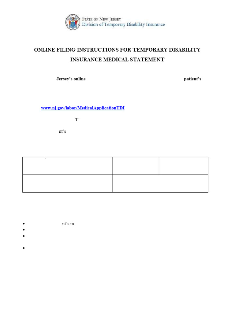 Online Filing for NJ Disability M01 Form | PDF