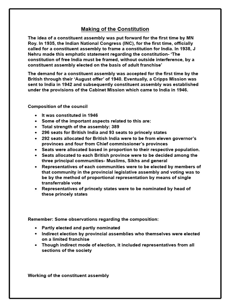 Making of Indian Constitution Btech | PDF | Politics Of India ...