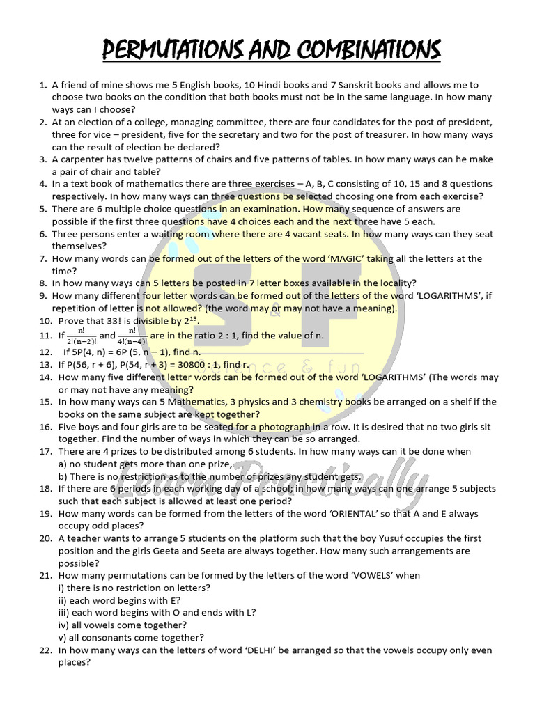 Permutation and Combination | PDF | Consonant | Vowel
