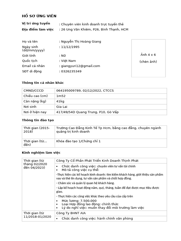 CV VIB (Update) | PDF