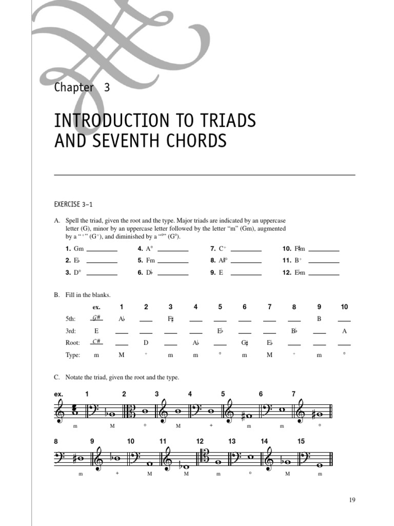 Triads and Seventh Chords Exercises | PDF | Harmony | Musical Compositions