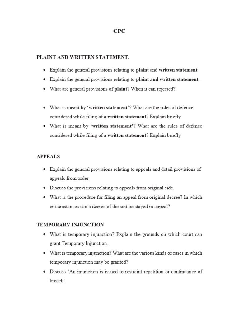 CPC Repeated Questions | PDF | Lawsuit | Res Judicata