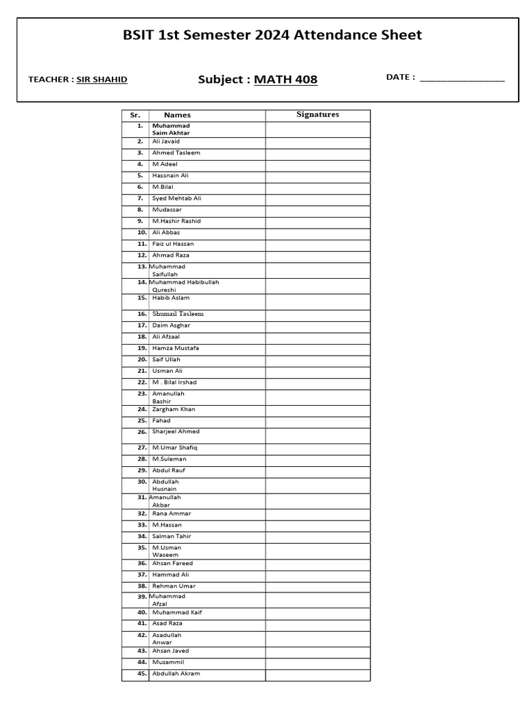 MATH 408 MIDS Attendance | PDF
