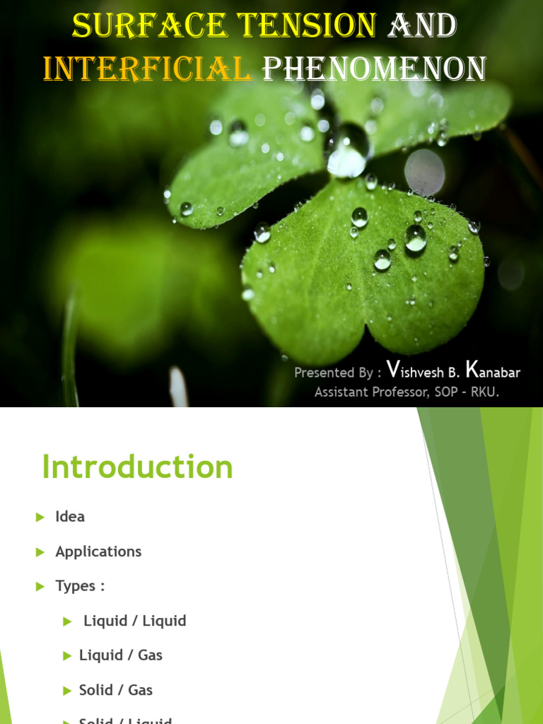 Chapter 3. Surface Tension and Interfacial Phenomenon | PDF