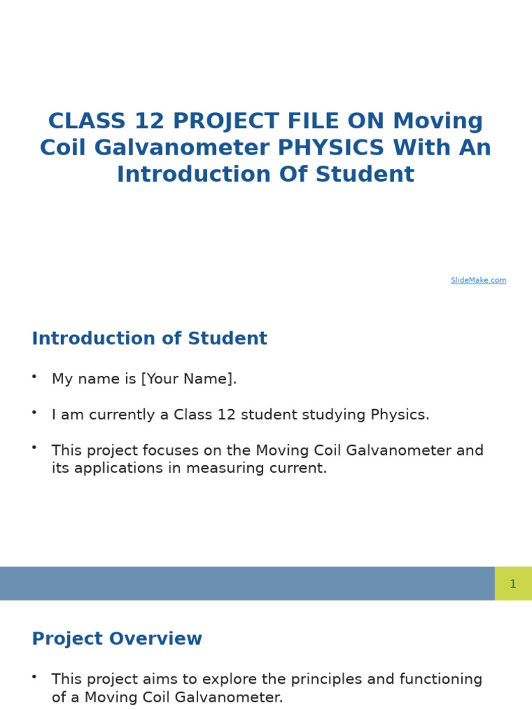 CLASS 12 PROJECT FILE ON Moving Coil Galvanometer PHYSICS With An ...