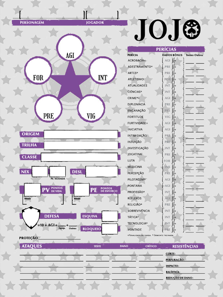 Ficha Do Jogador - JoJo RPG | PDF