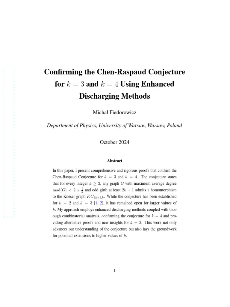 Chen Raspaud Conjecture For K 3 K 4 | PDF | Discrete Mathematics | Mathematical Relations