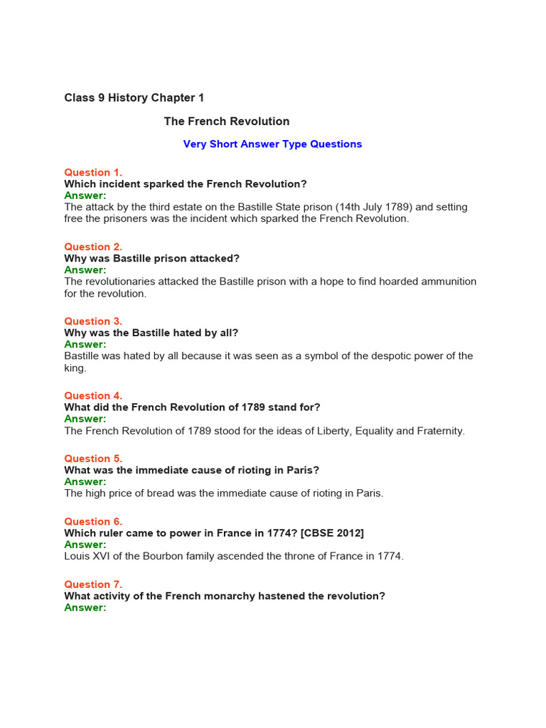 Class 9 ch.1 French Revolution | PDF | French Revolution | Nobility