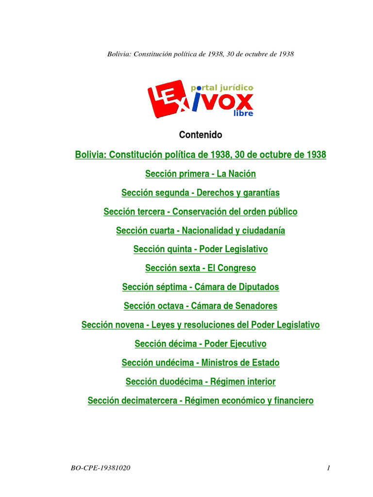 Cpe 1938 | PDF | Legislador | Constitución