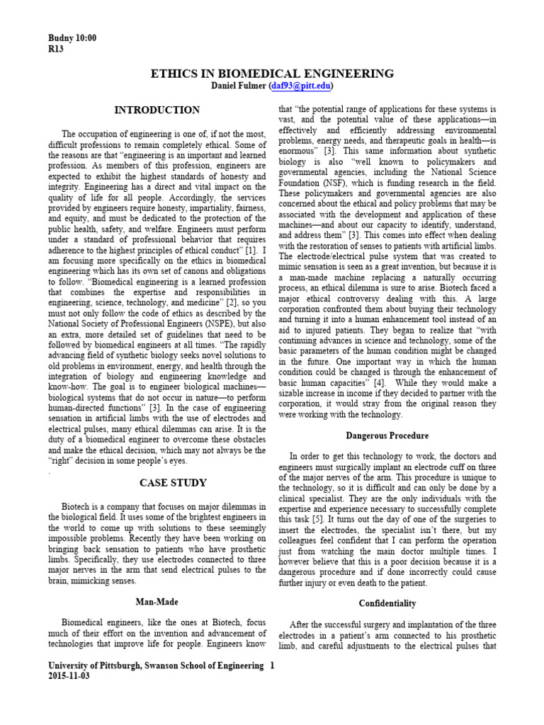 Biomedical Engineering Ethics - Doc - 2015 - Lec05 | PDF | Engineering ...