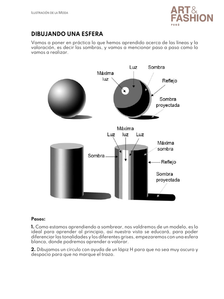 Cómo Dibujar y Sombrear una Esfera | PDF