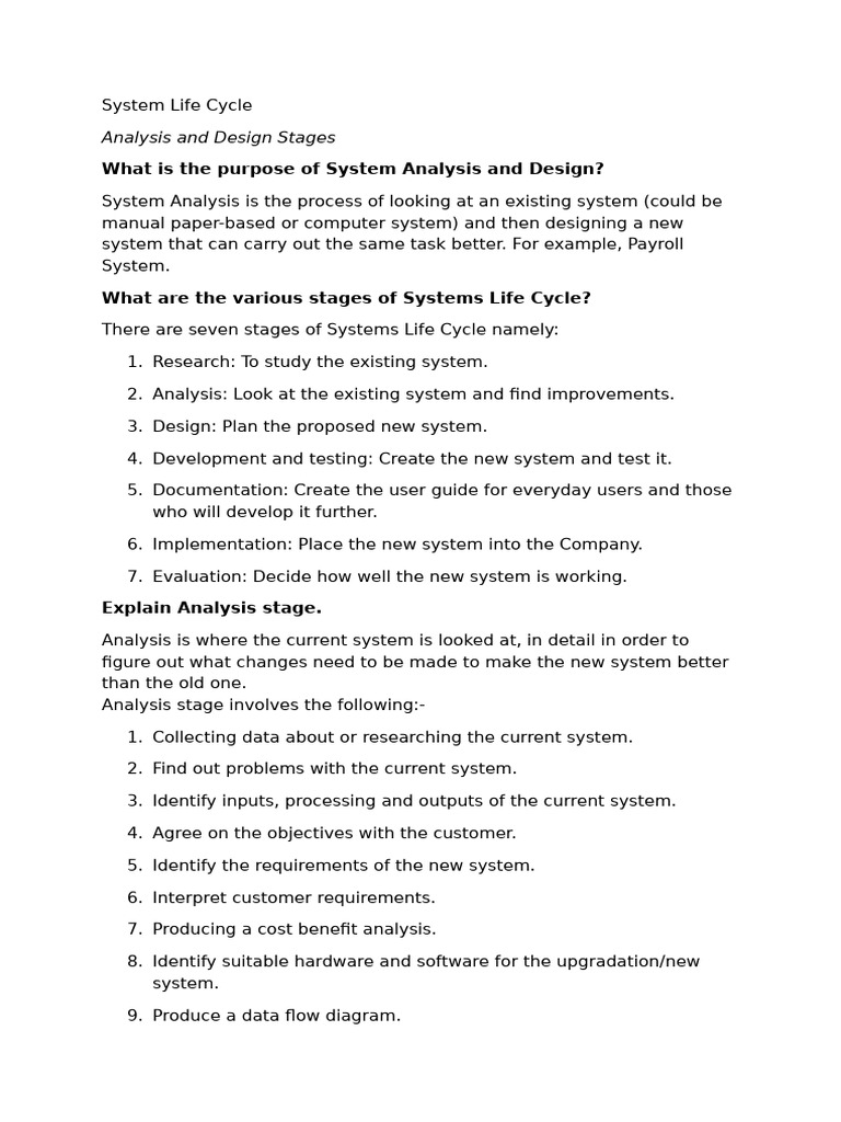 System Life Cycle(Analysis and Design Stage) | PDF | System | Input/Output System Life Cycle(Analysis and Design Stage) | PDF | System | Input/Output