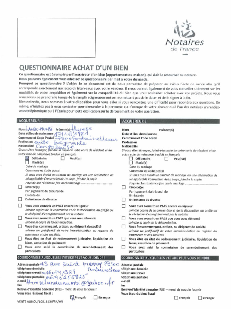 Questionnaire Achat | PDF