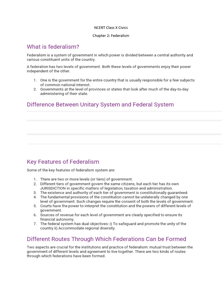 NCERT Class X Civics Chapter 2 Notes | PDF | Governance | Government