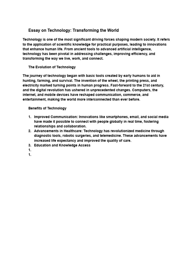 Essay On Technology | PDF