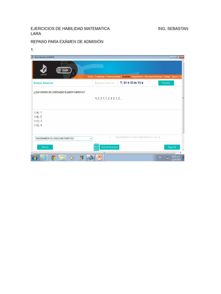 Ejercicios de Habilidad Matematica Icc 2024 para Examen de Admision | PDF