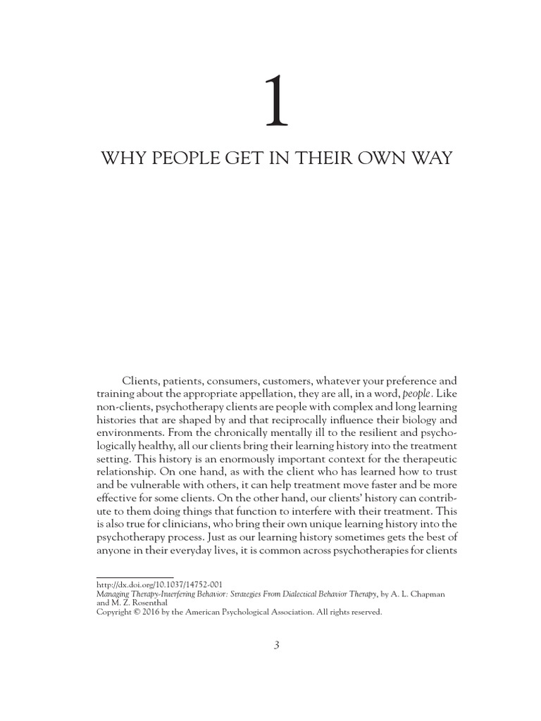 Managing Therapy Interfering Behavior Chapter 1 Sample | PDF ...
