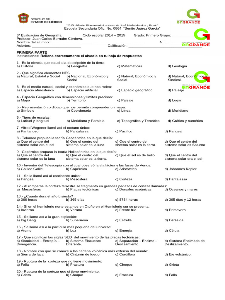 Examen Parcial de Geografia | PDF | Clima | Atmósfera