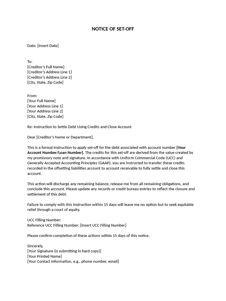 Notice of Set-Off | PDF