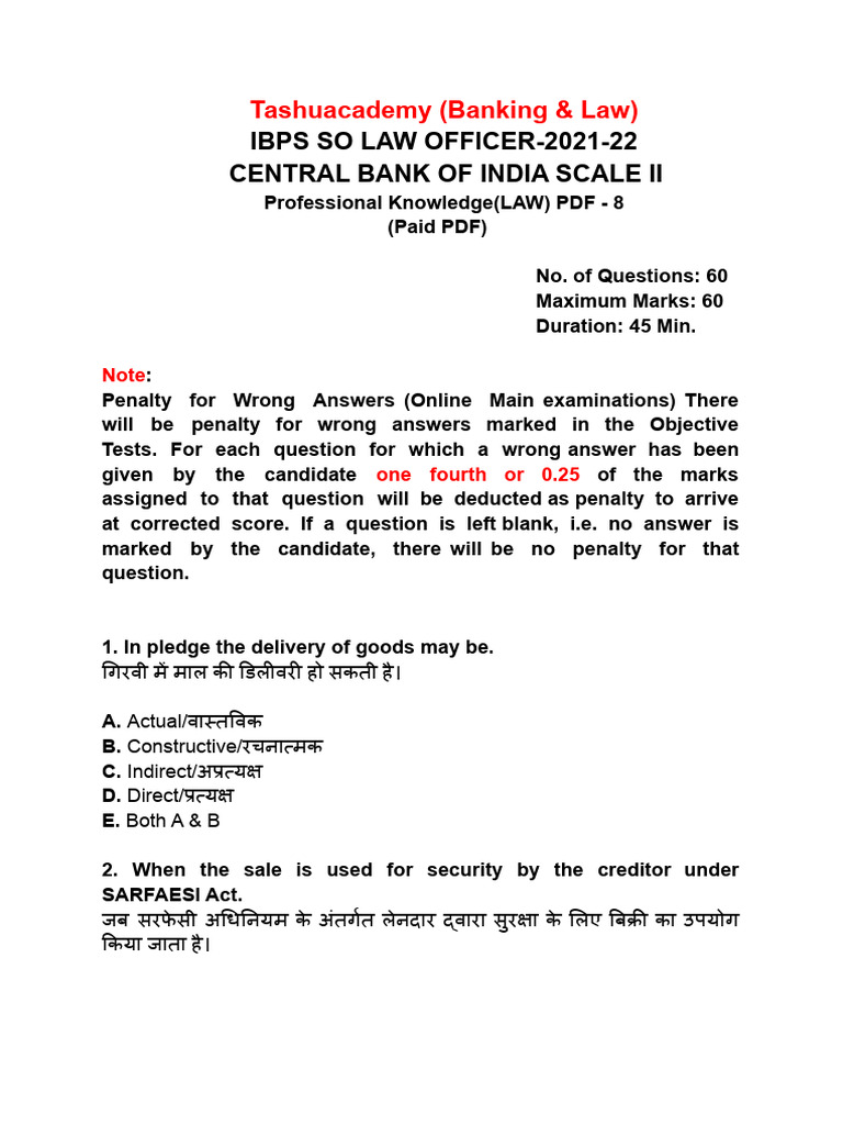 Ibps So (Law Officer) Professional Knowledge Test - 8 | PDF