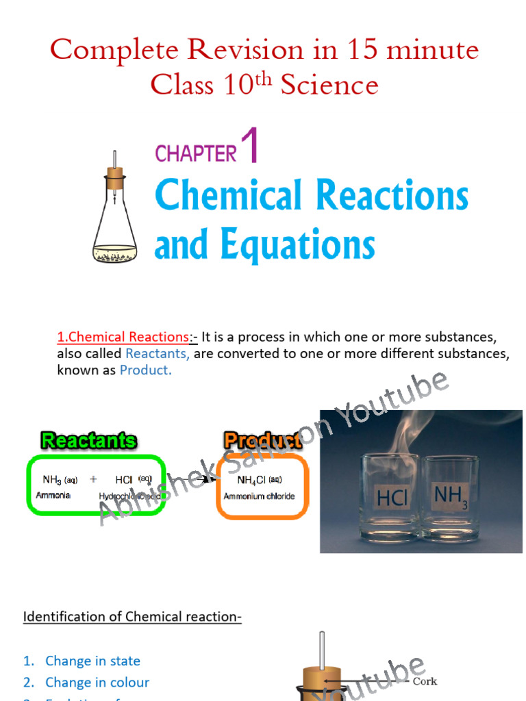 Class Class 10th Chapter 1 Chemical Reaction & Equation | PDF | Chemical Reactions | Redox