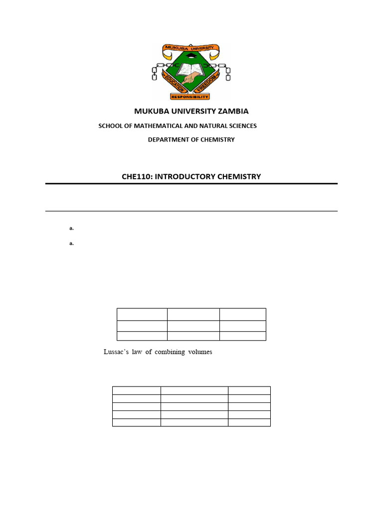 Che110 Tutorial Sheet 2 Assn2 20245 | PDF | Atoms | Chemical Elements