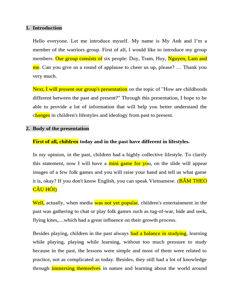 264 Warriors PRESENTATION-SCRIPT | PDF | Knowledge | Child Development