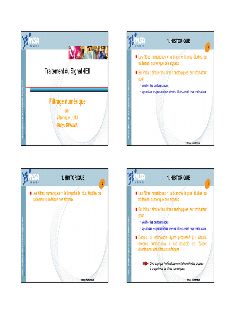 Filtrage Numérique et Filtres Linéaires | PDF | Filtre (électronique ...
