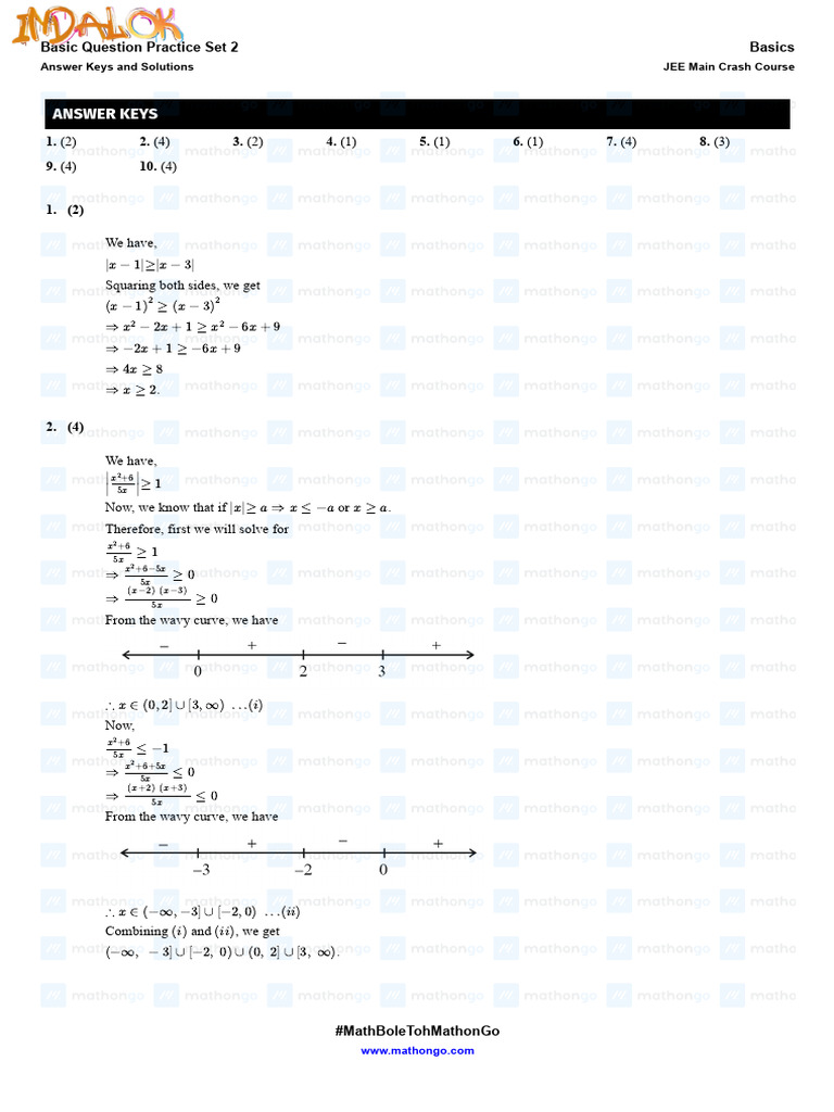 21 Sol - Practice Question Set 2 @IndAlok | PDF | Mathematics | Mathematical Objects