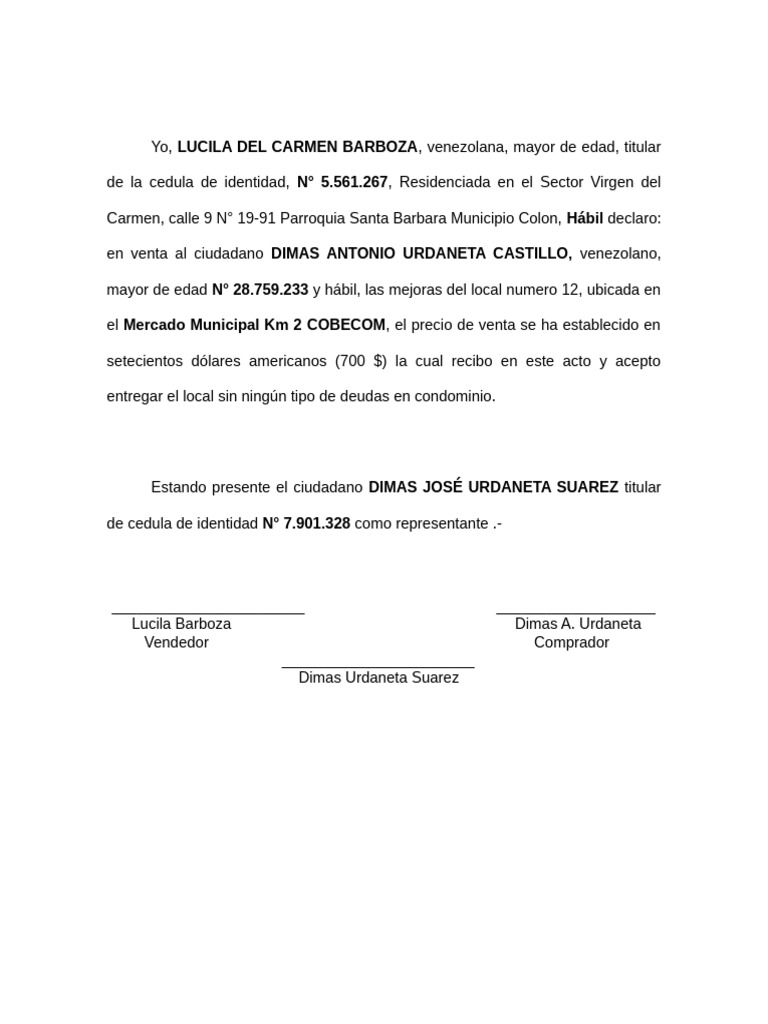 Compra Venta Mejoras Local | PDF