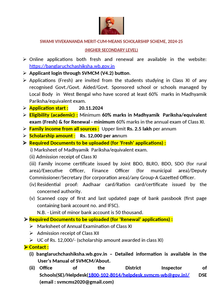 At A Glance - SVMCM Scholarship - HS - 24 | PDF