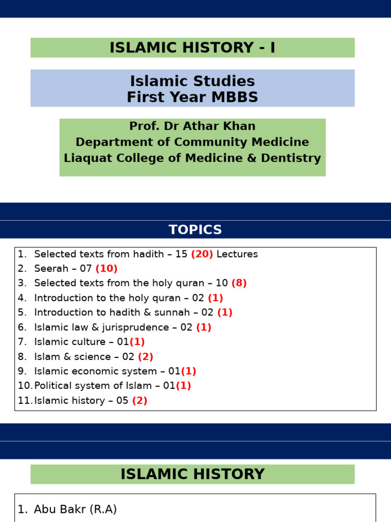 Islami History 1-Dr Athar 2023 | PDF | Umar | Caliphate