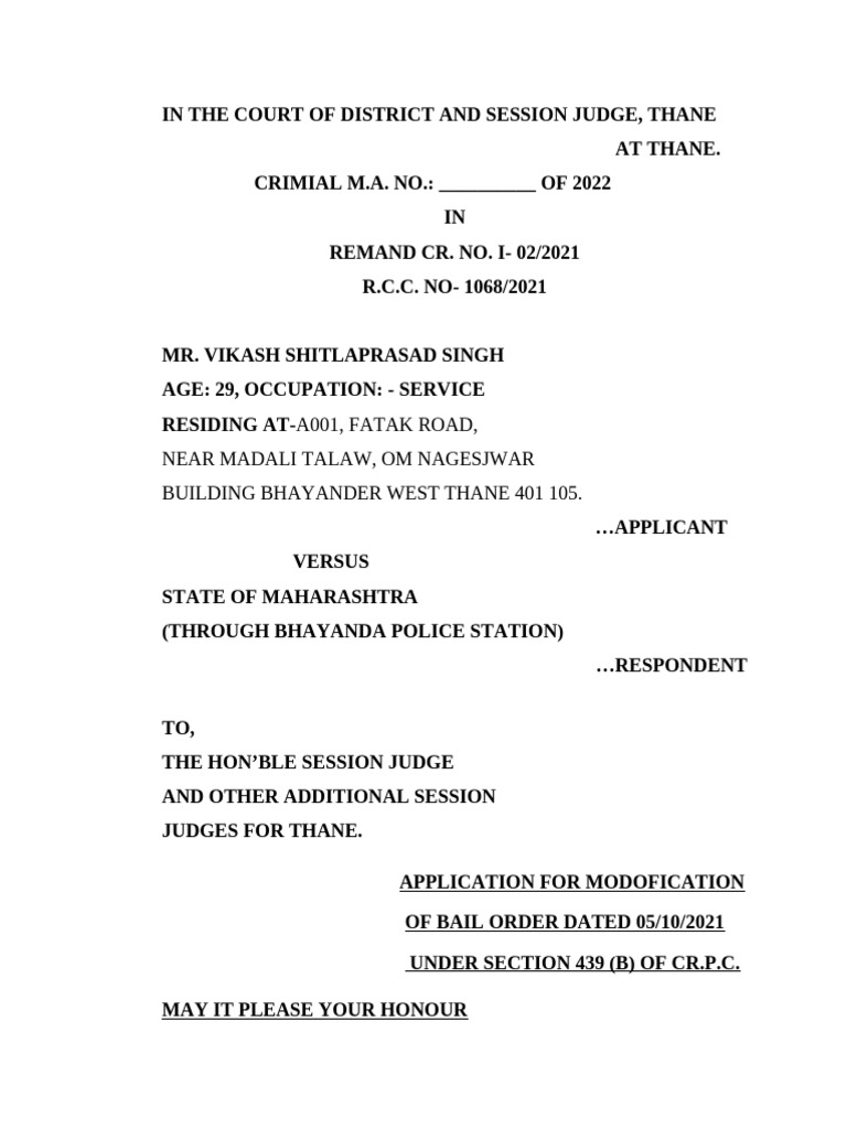 Modification of Bail Conditions Request | PDF | Bail | Arrest