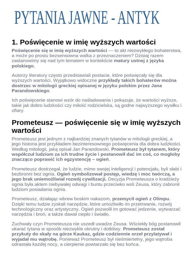 Pytania Jawne - Antyk | PDF