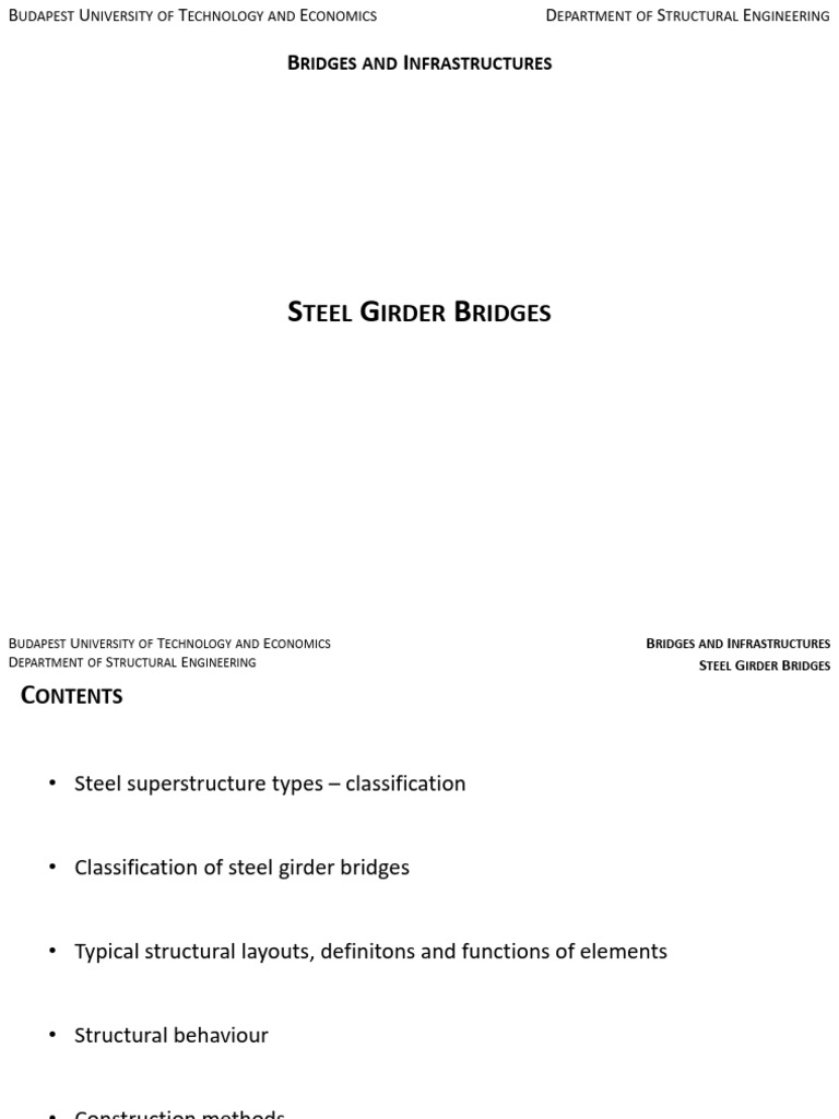 Steel Girder Bridges Overview and Types | PDF | Truss | Bridge