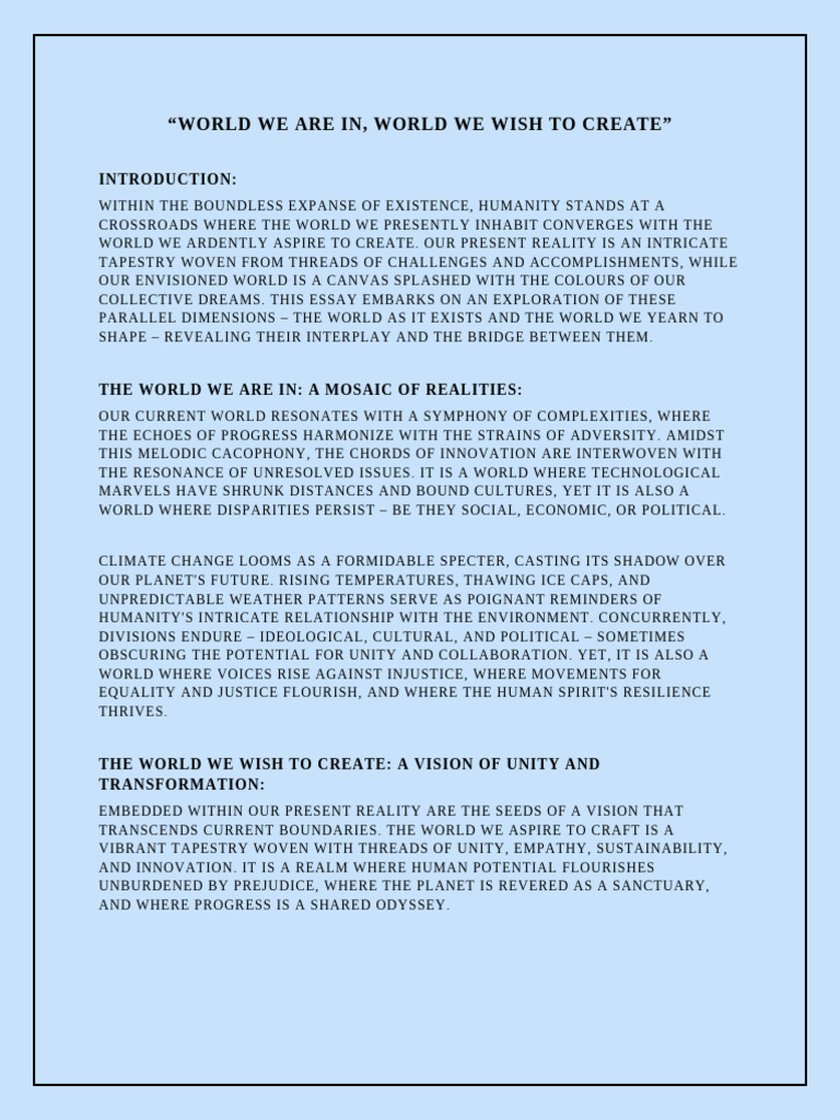 Essay | PDF | Creativity | Sustainability