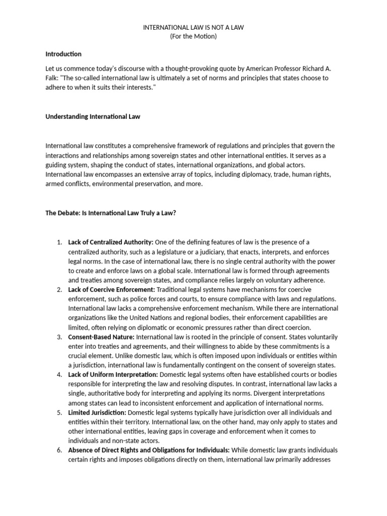 International Law Is Not A Law | PDF | International Law | South China Sea