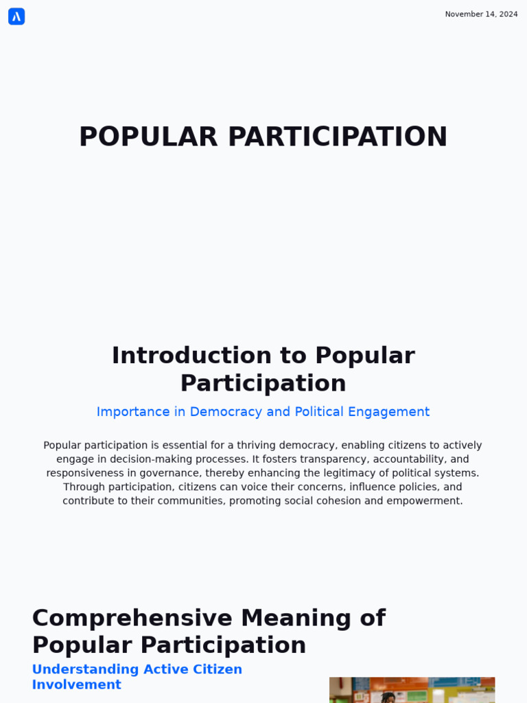 Popular Participation | PDF | Governance | Empowerment
